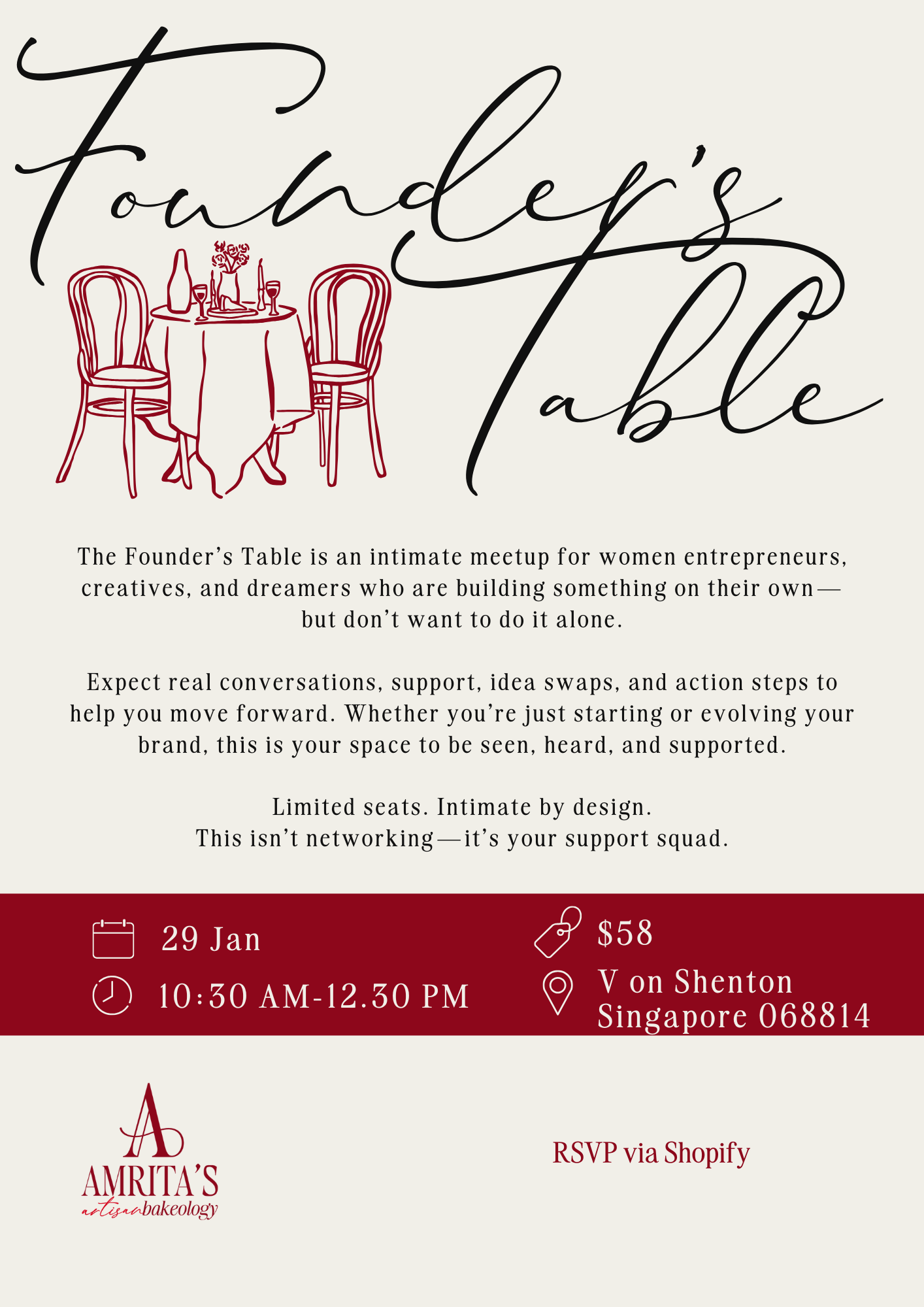 Founder's Table Ticket – Amrita's Artisan Bakeology